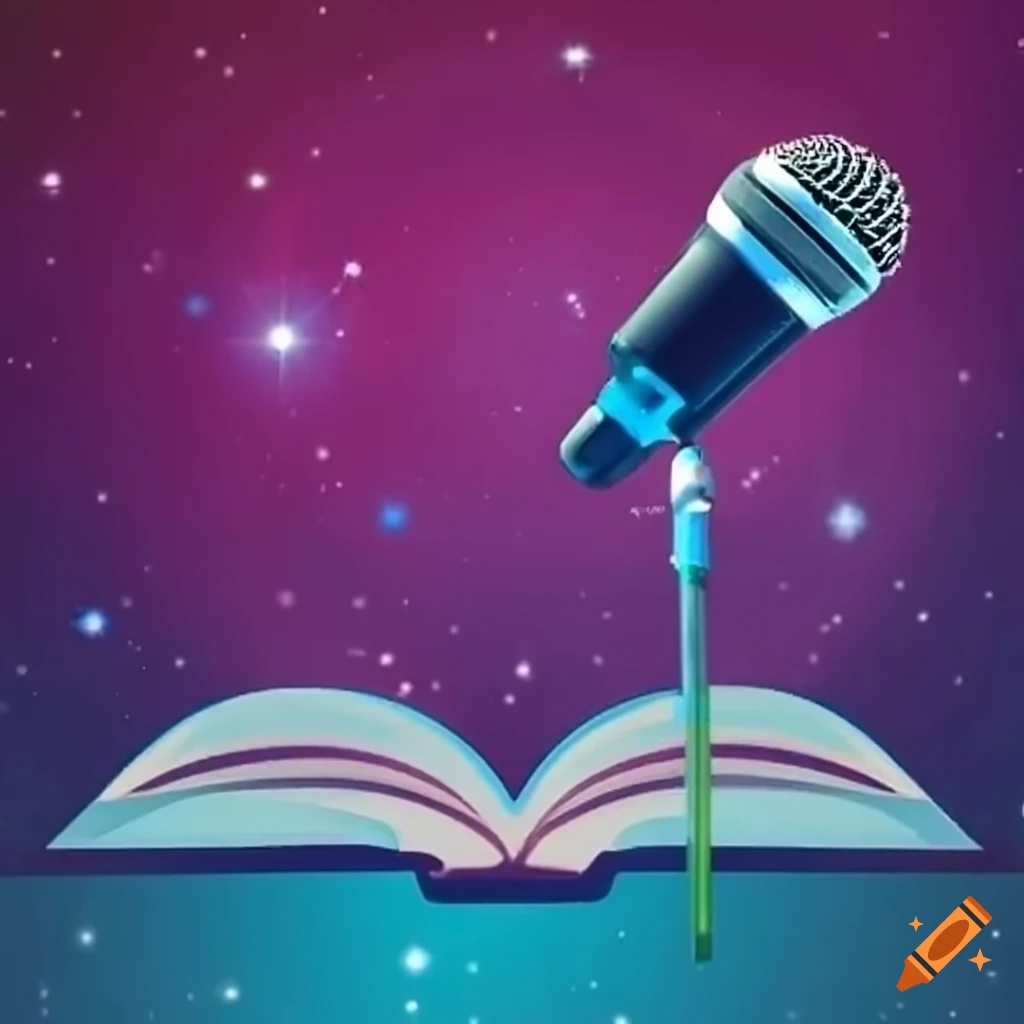 Book and microphone in galaxy on Craiyon
