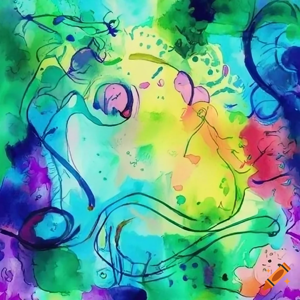 Drawing by a child woth some colorful lines