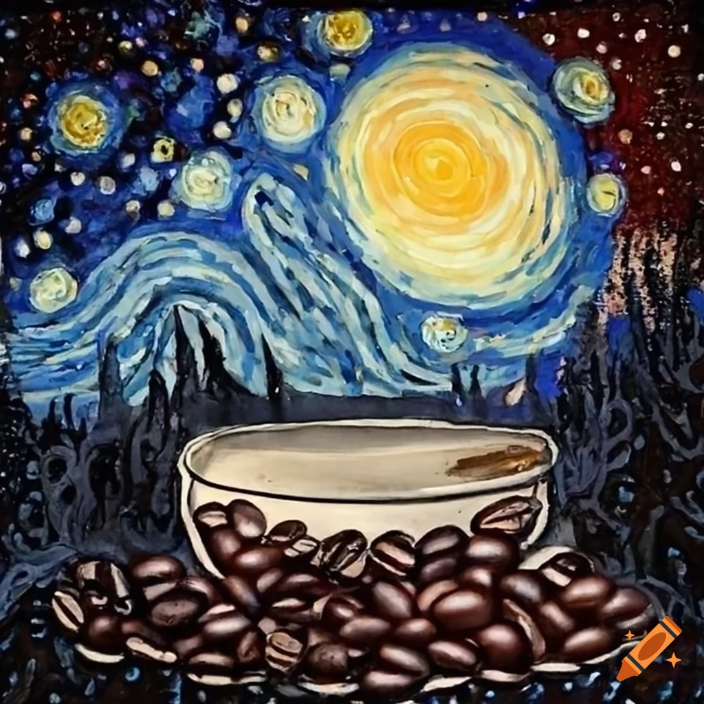 Starry night coffee bean art