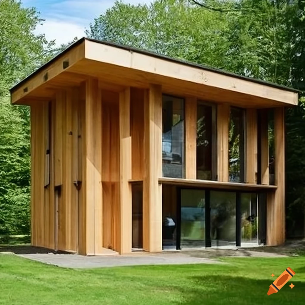 Contemporary timber church in woodland