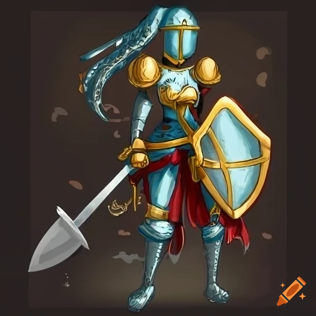 A female knight that looks like a pirate holding a cutlass and ...