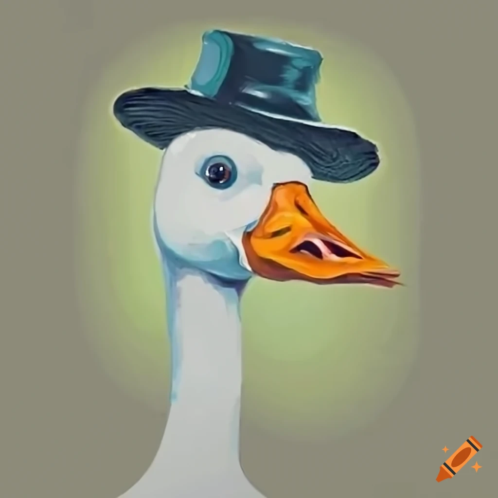 Silly goose wearing a hat and tie