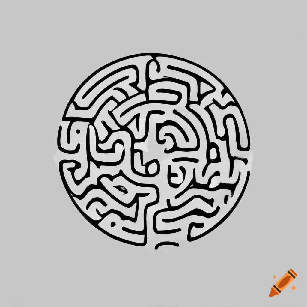 A beautiful labyrinth in roerslev church, denmark black white on Craiyon