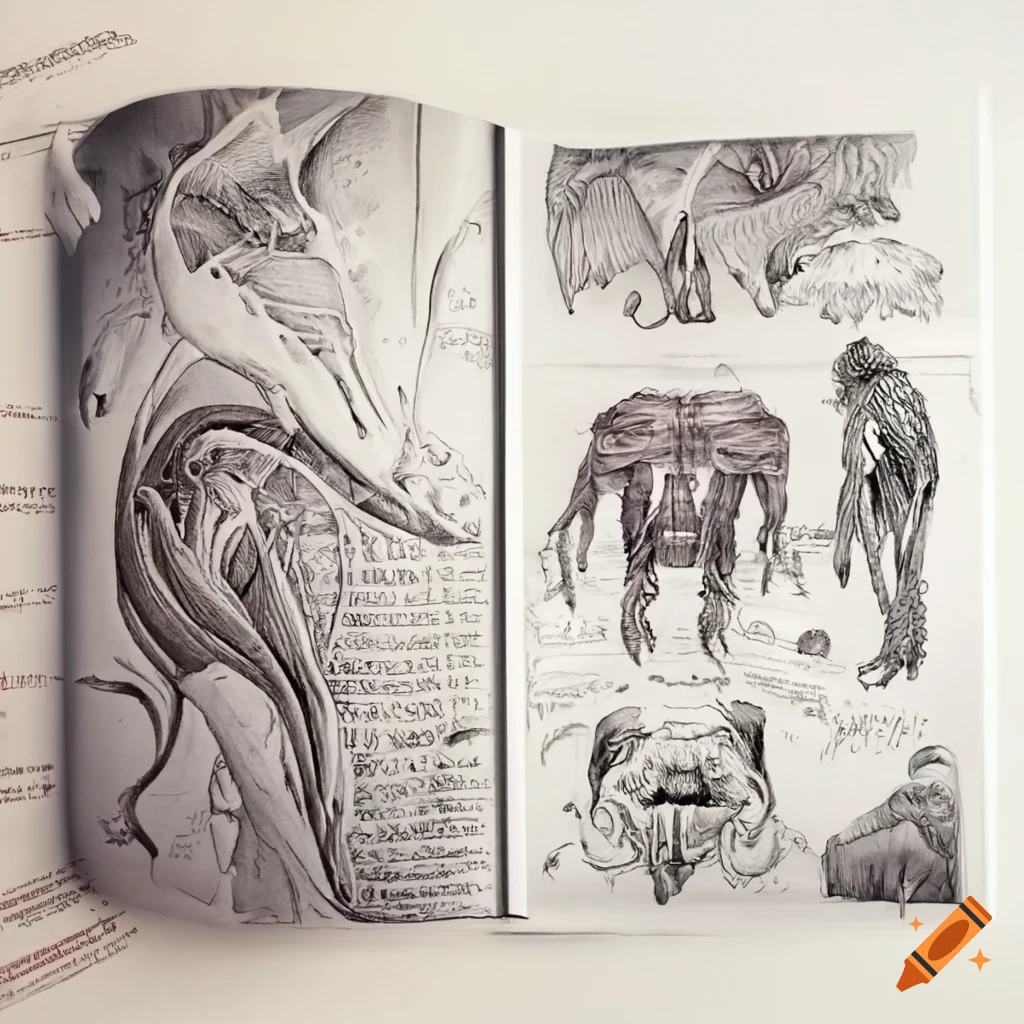 Monster anatomy book on Craiyon