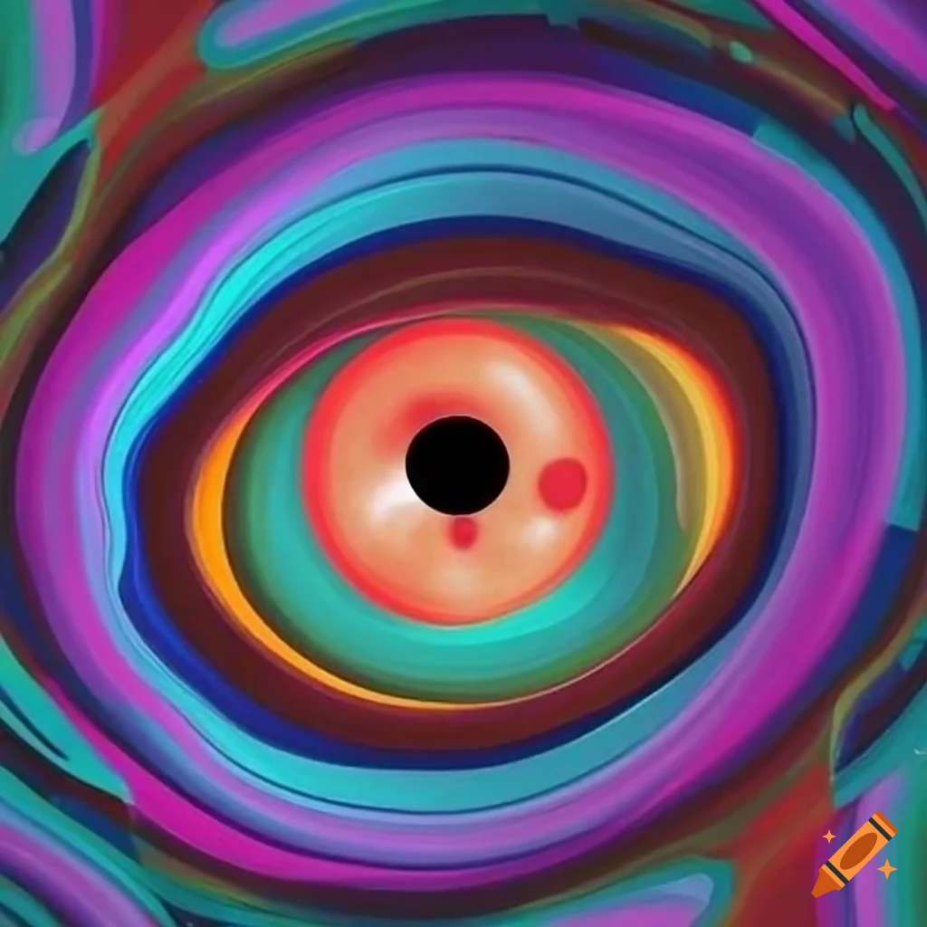 Multi-colored geometric design with a central eye