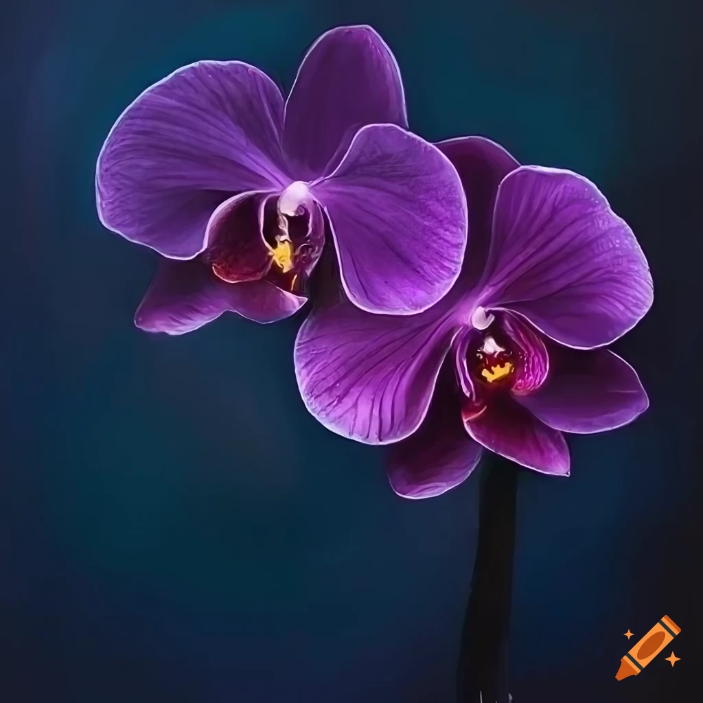 Ultra realistic orchid, oil painting, purple gradient, wide angle on ...
