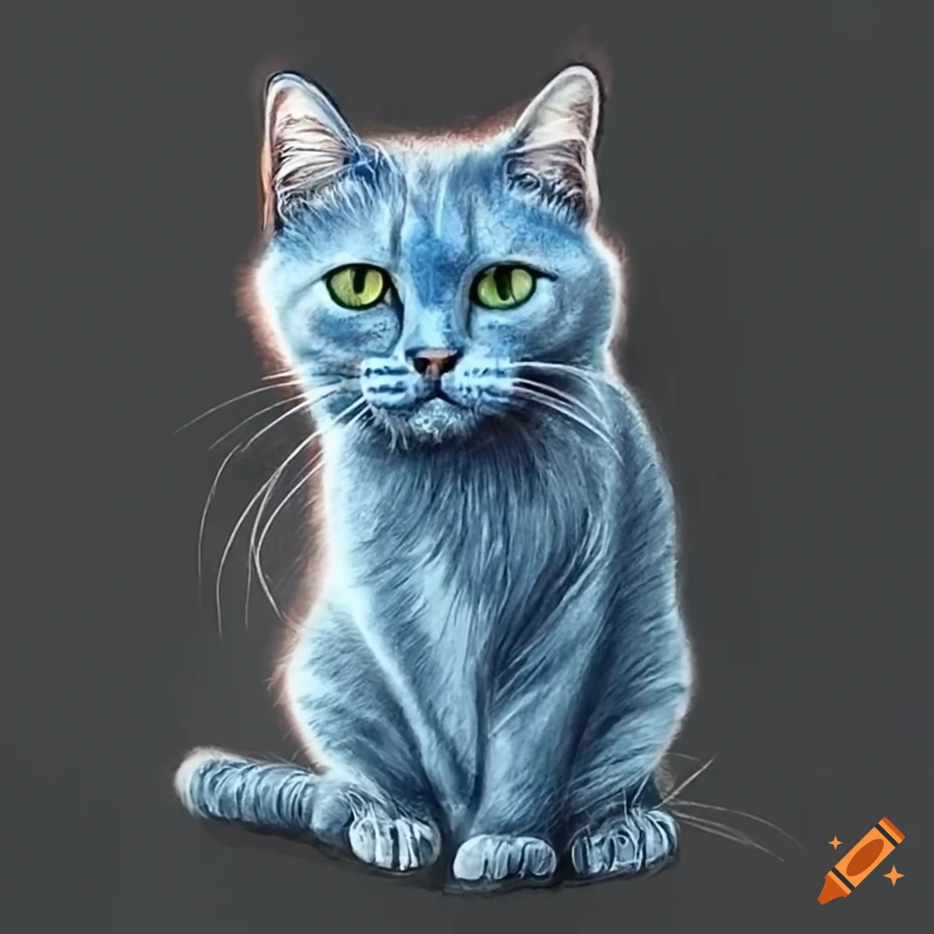 Blue cat driking coffee on Craiyon