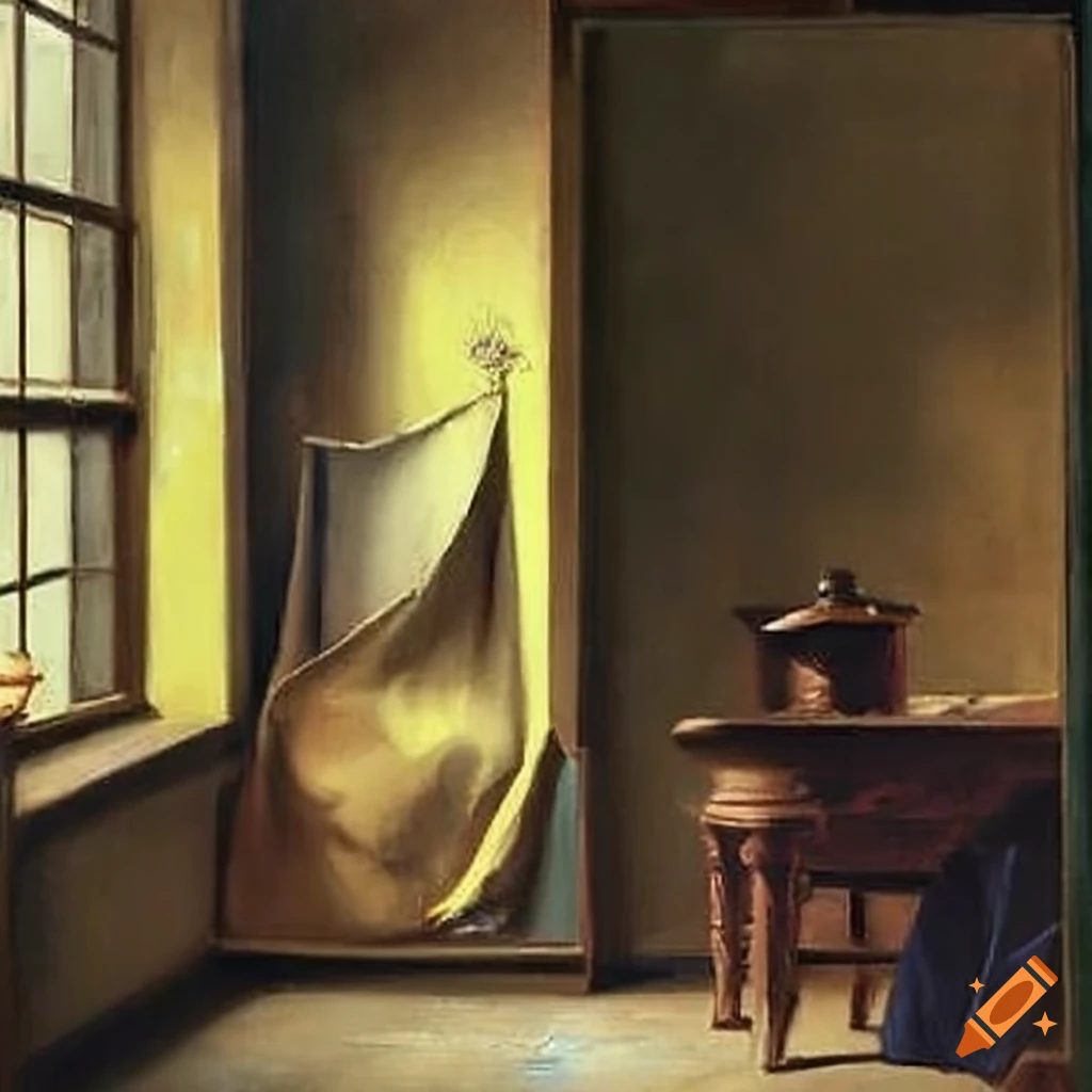 Empty interior painting by johannes vermeer on Craiyon