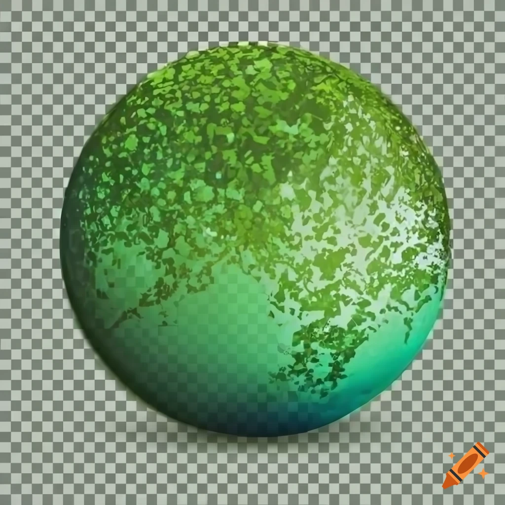 A green highlight sphere textured with tree on a transparent background ...