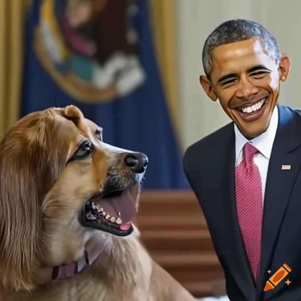 Obama greeting dog on Craiyon