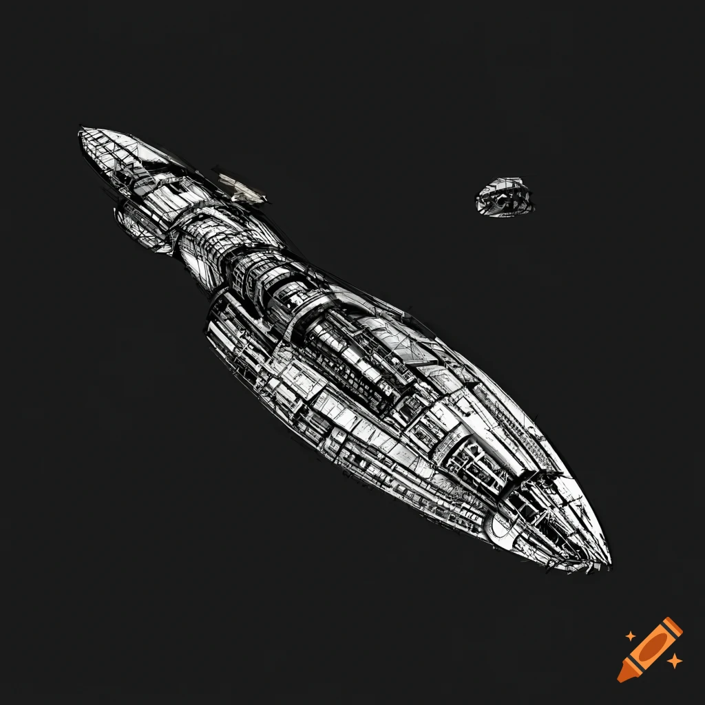 Starship, Drop shaped, Black, space, realistic, detailed, photorealism ...