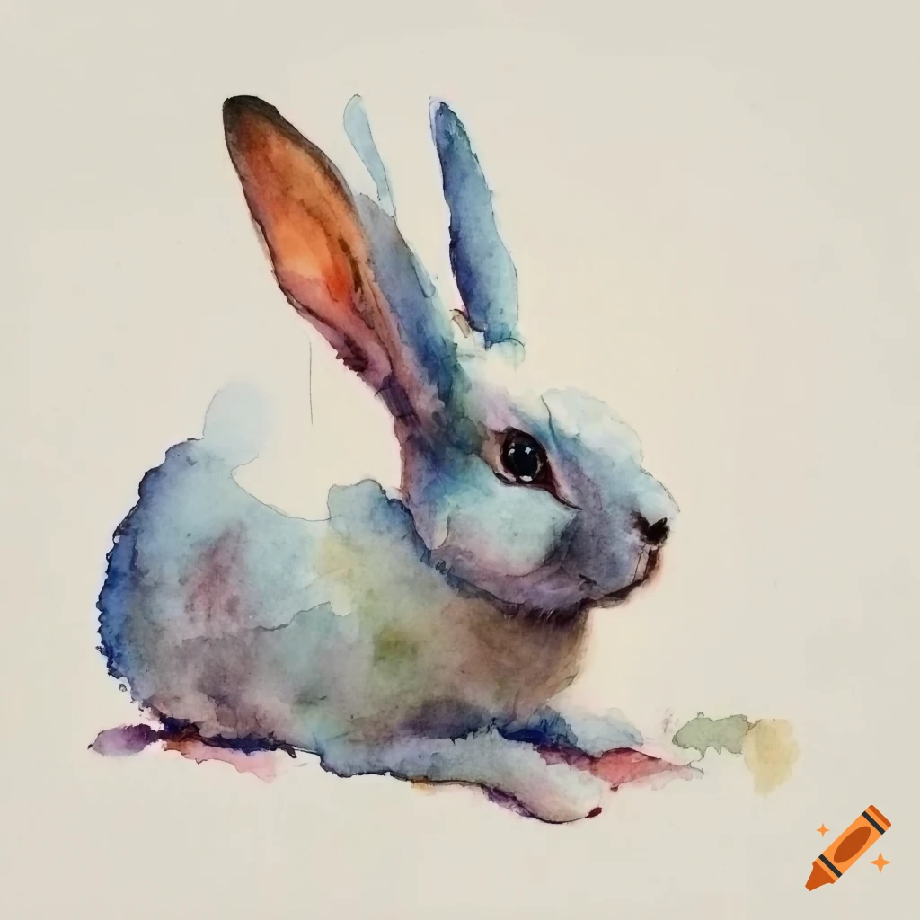 White rabbit, watercolor