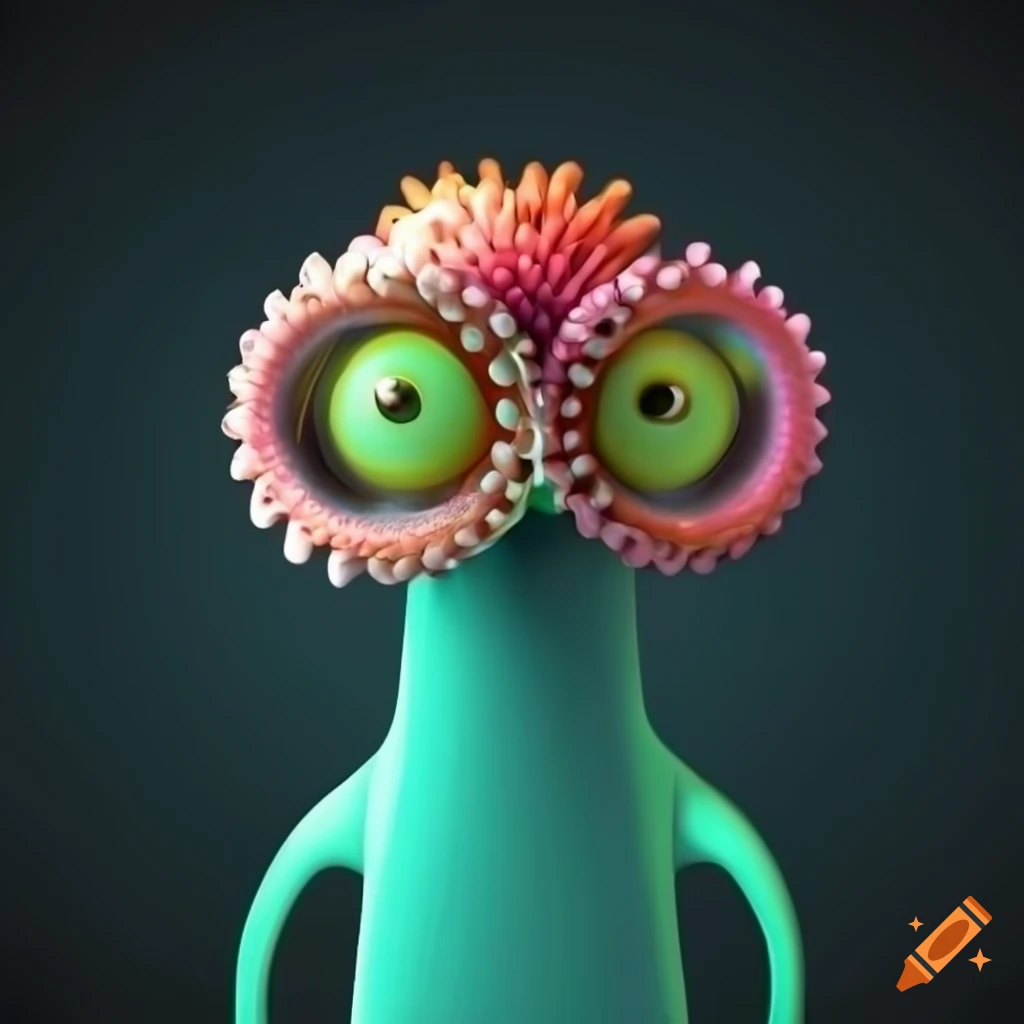 A 3d stylistic profile picture of a cute monster with tentacles looking ...