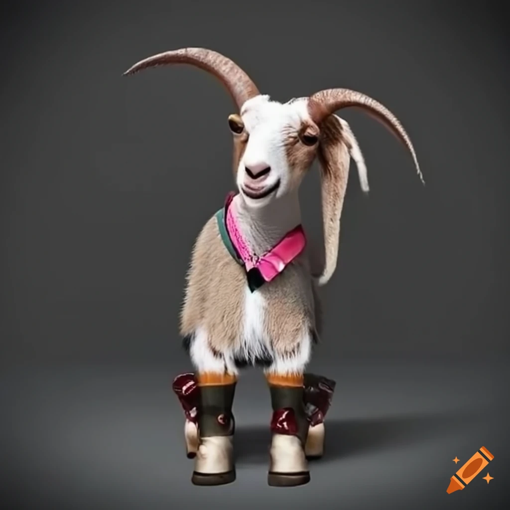 Goat wearing boots and polk a dot shorts on Craiyon