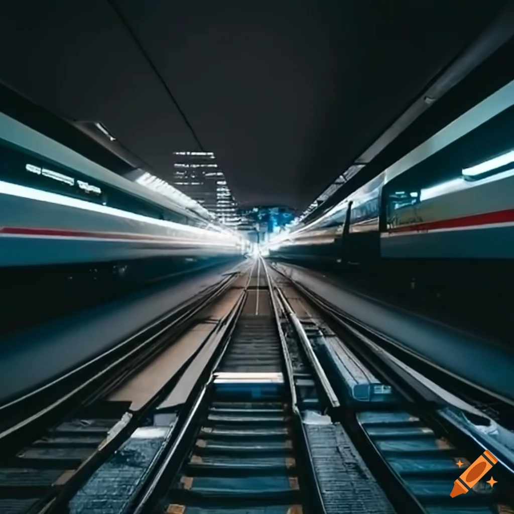 Exterior view of the bullet train shinkansen travelling at speed