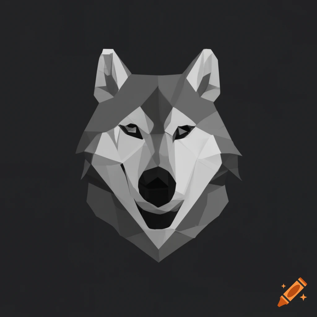 Low-poly loyal and lonely wolf head with a strong expression on Craiyon