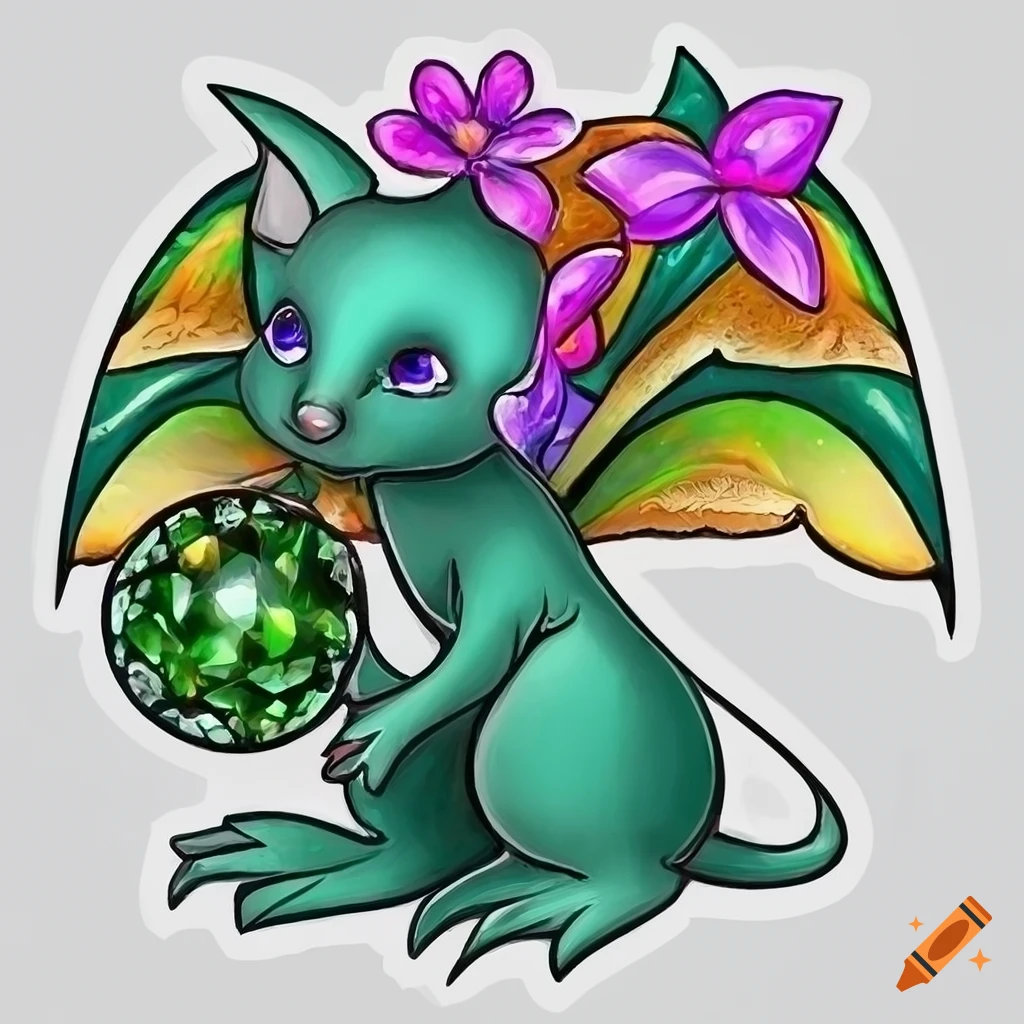 Cute creature on fairyland, highly detailed, gemstone, beautiful colors ...