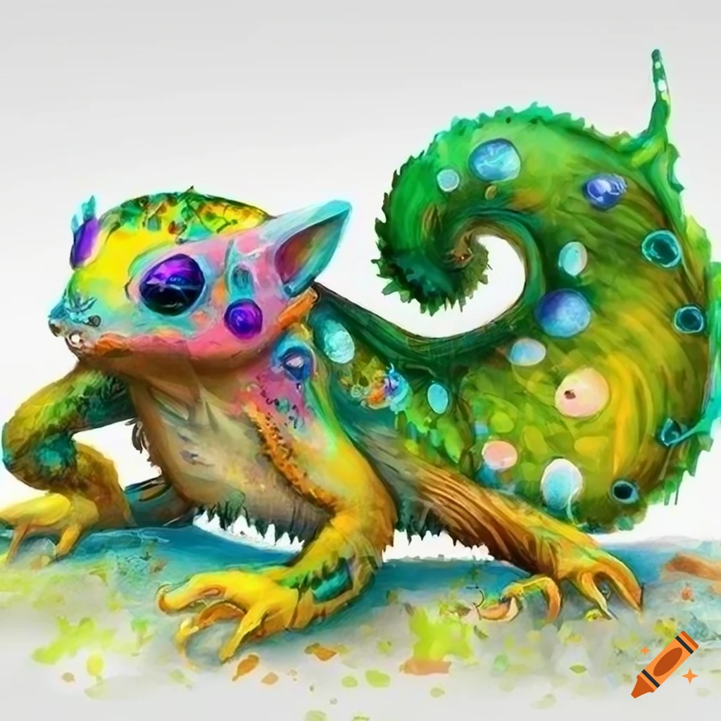 Cute creature on fairyland, highly detailed, gemstone, beautiful colors ...