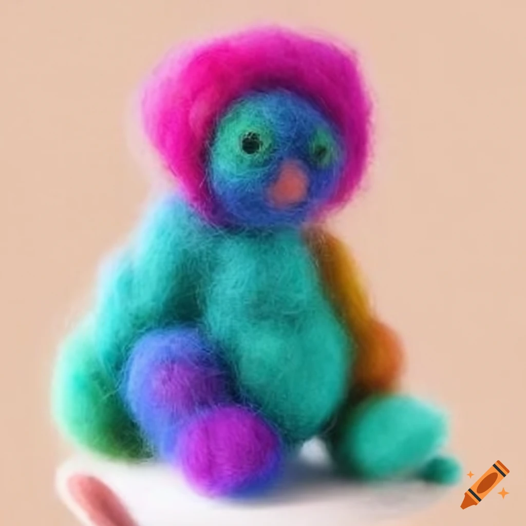 Felted wool crazy colorful creatures