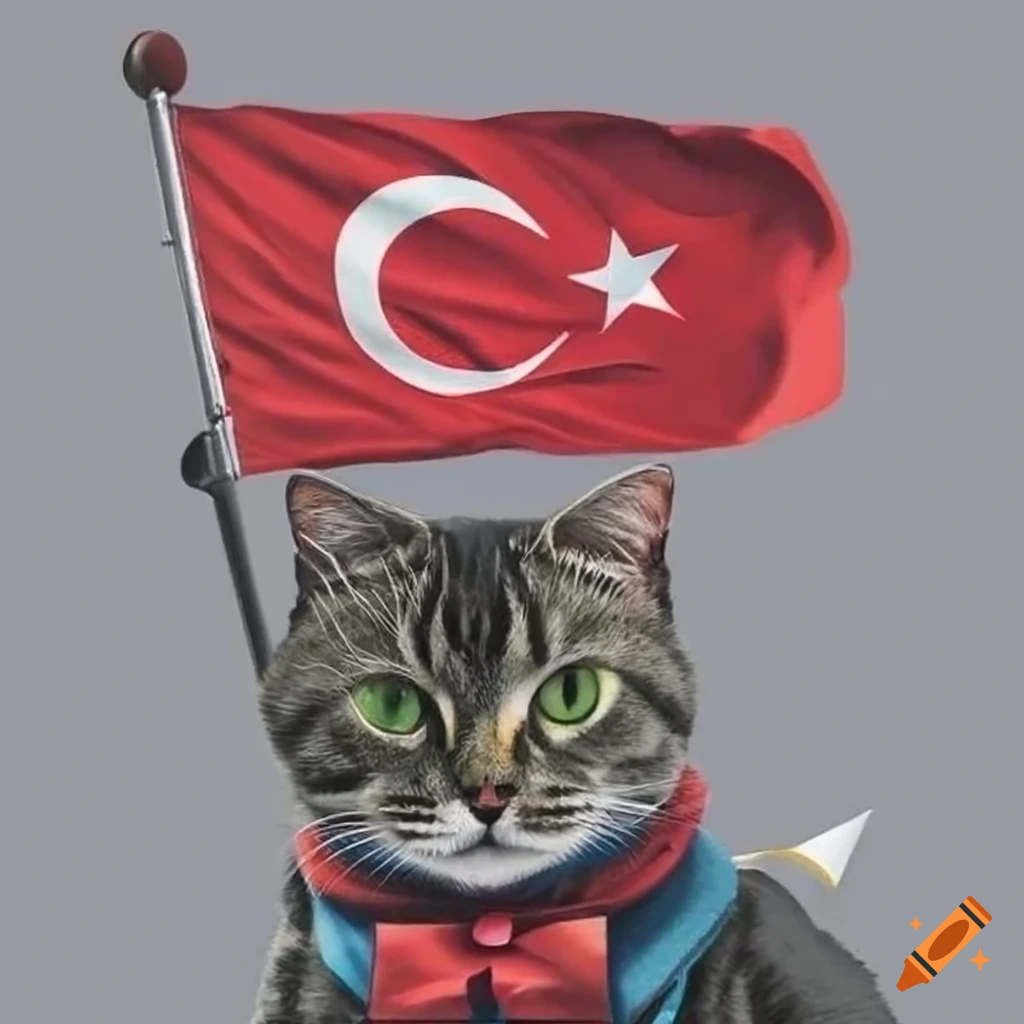 Turkish captain cat with turkish flag uniform and hat on it on Craiyon