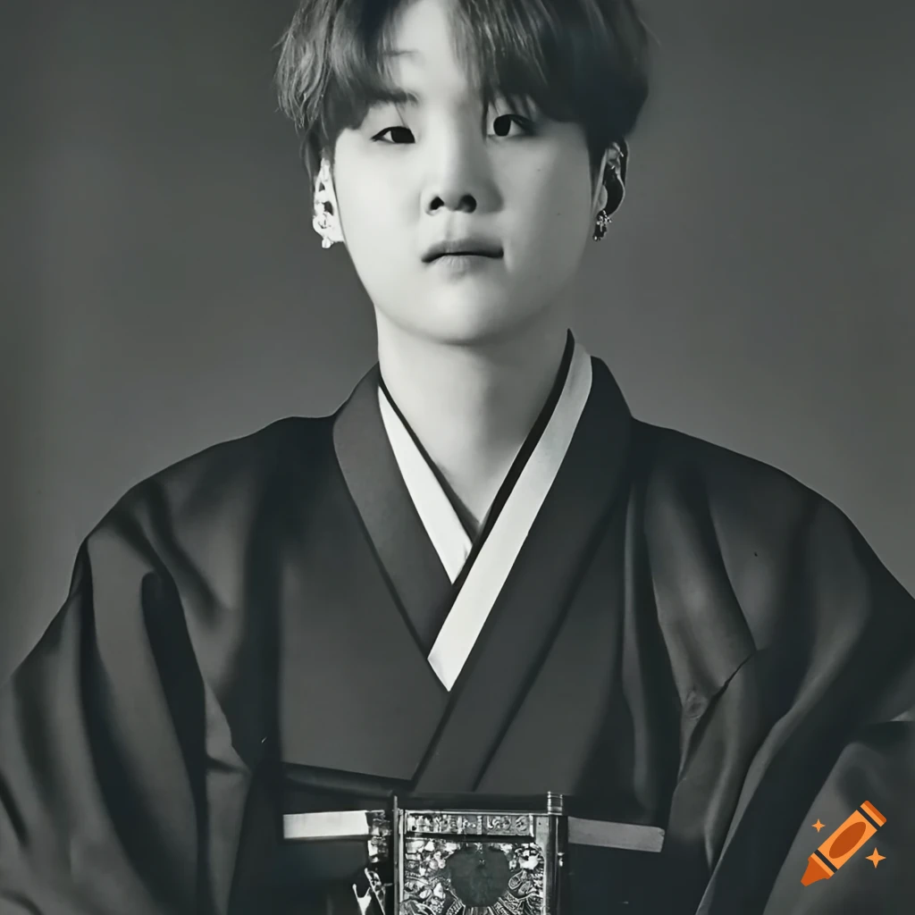 Vintage portrait of suga from bts (min yoongi) wearing traditional ...