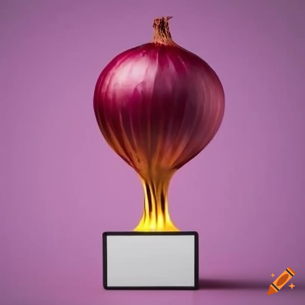 Trophy shaped like an onion with the word Jon on it on Craiyon