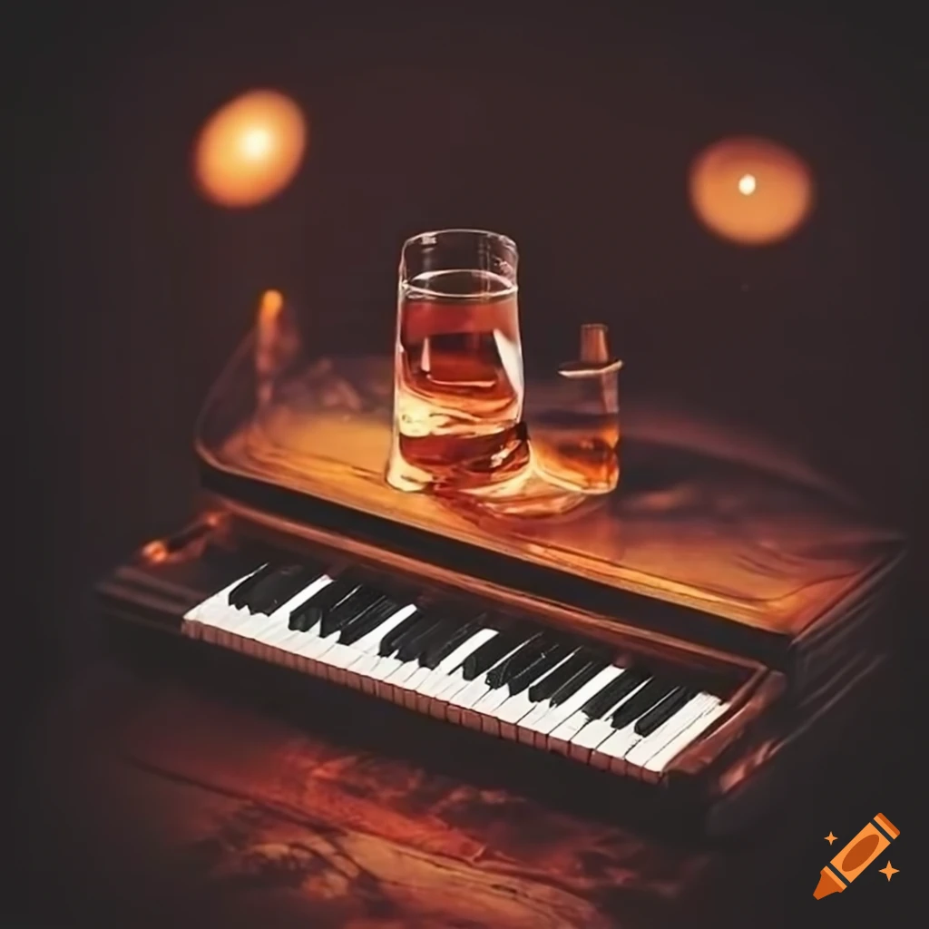 Piano evening chill vibes whiskey on Craiyon