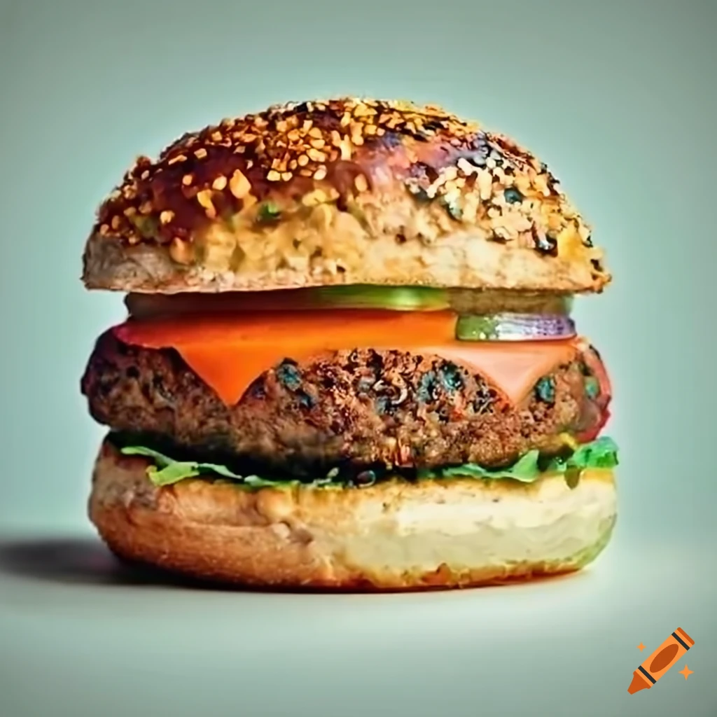 Generate an image of a delicious and visually appealing quinoa burger ...