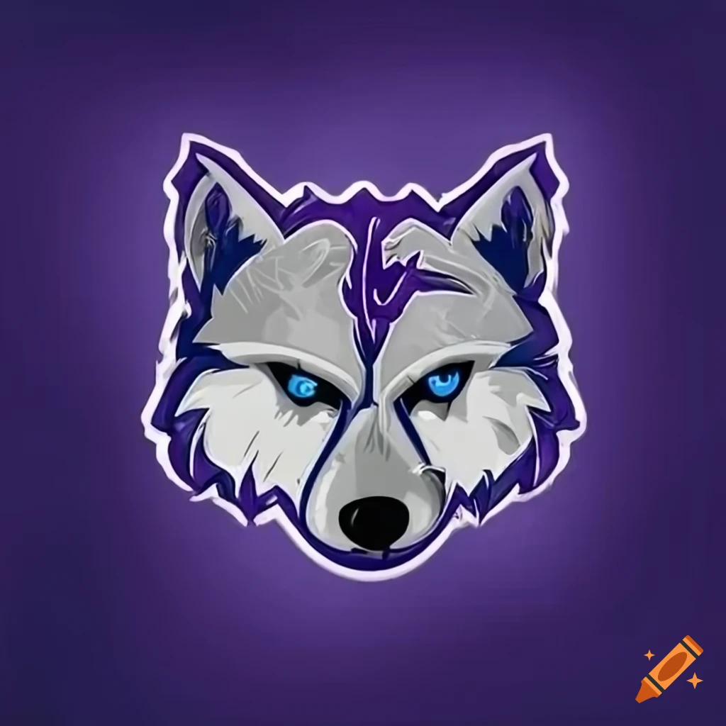 The tcu timberwolves logo with a blue and silver wolf on Craiyon
