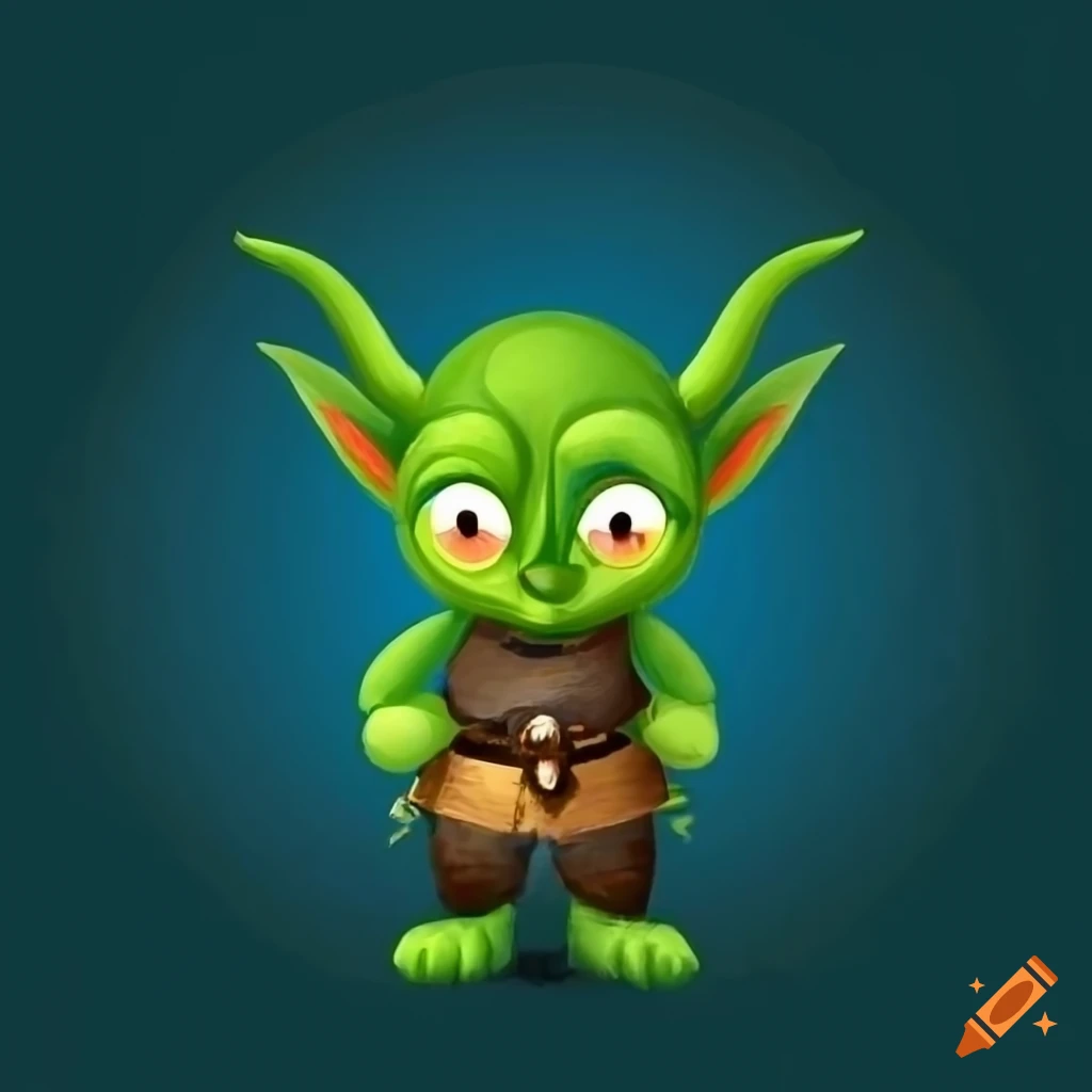 A cute wild goblin with a shy expression
