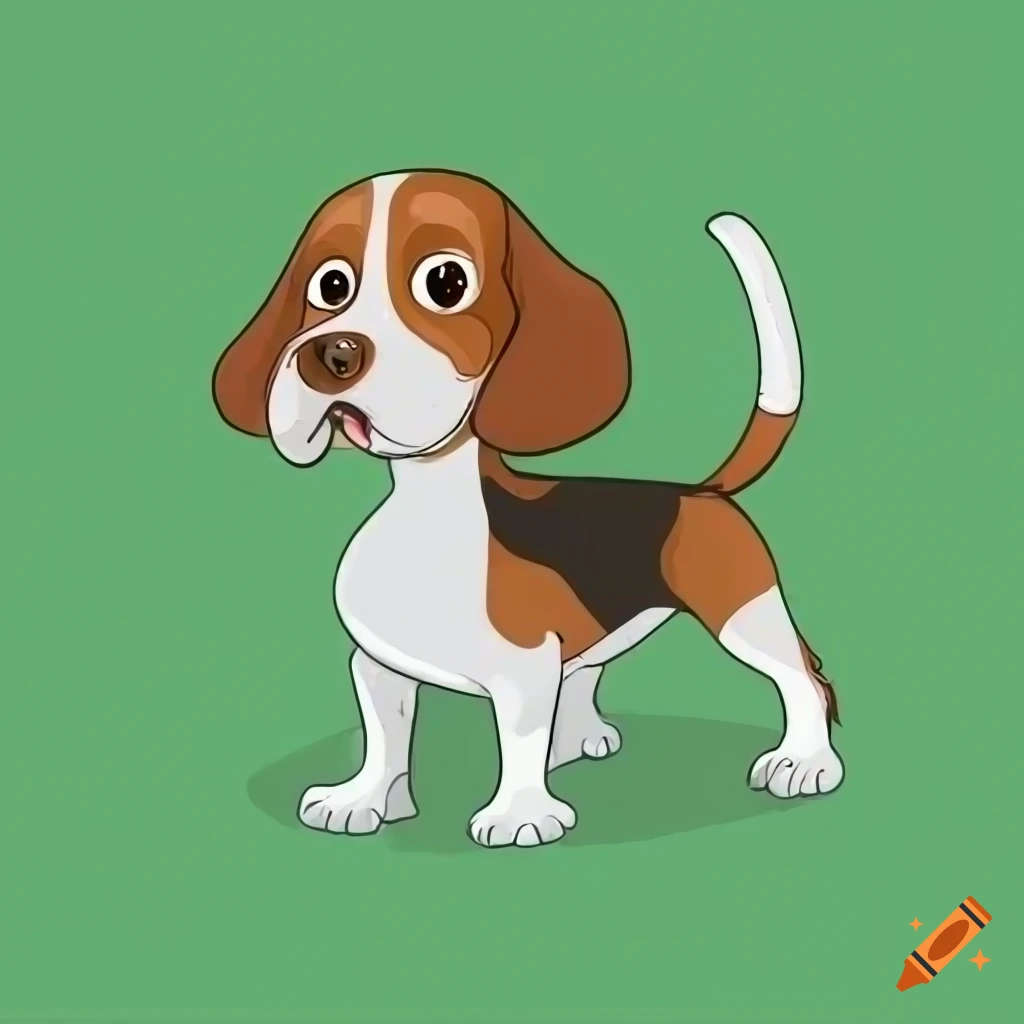 Cartoon beagle in various playful poses on green background on Craiyon