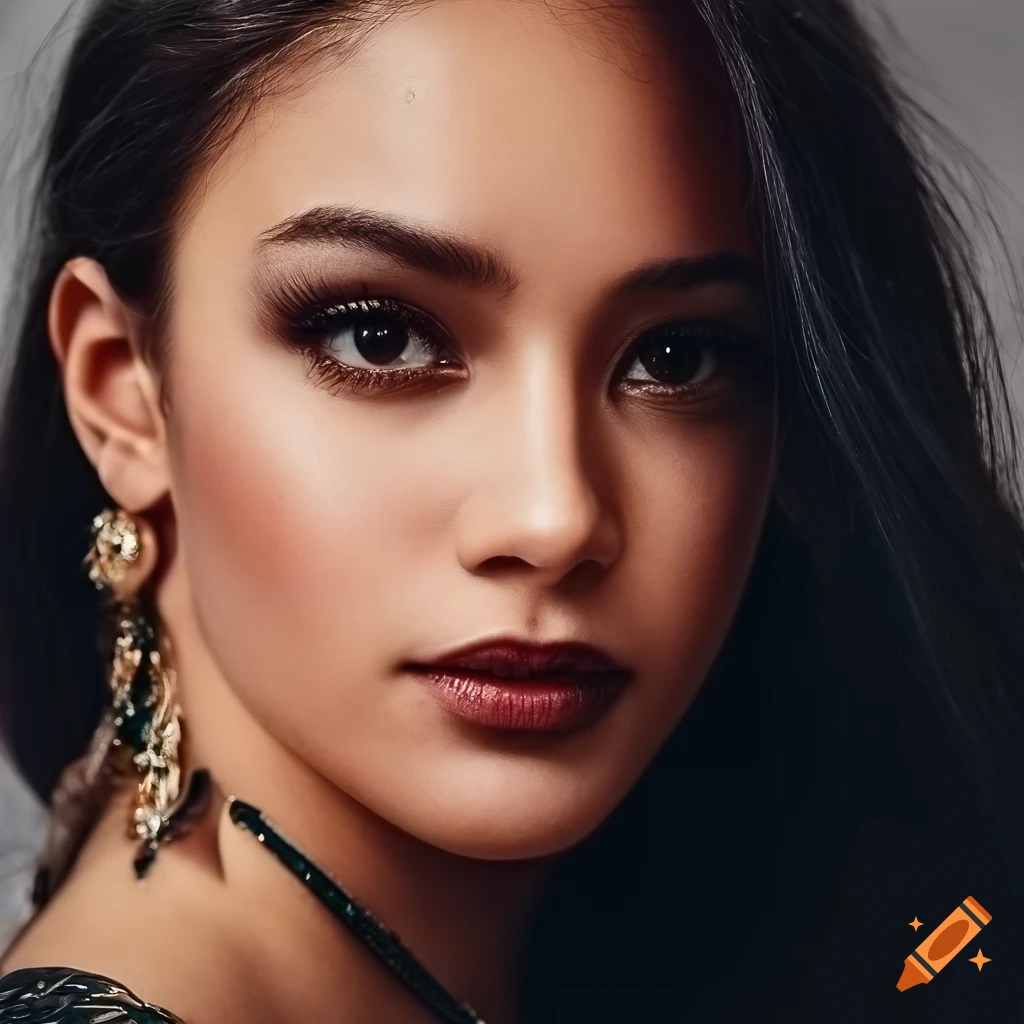 Intricate portrait of exotic, high fashion, young female, extravagant ...