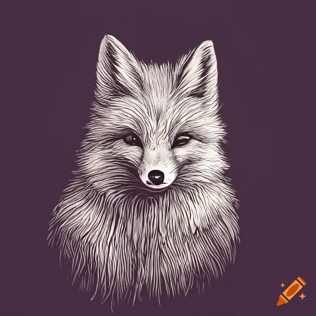 Arctic fox artwork cover design for a book or album, paterns, flower on ...