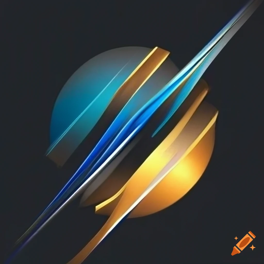 Abstract logo in blue, silver, and gold colors, related to automation