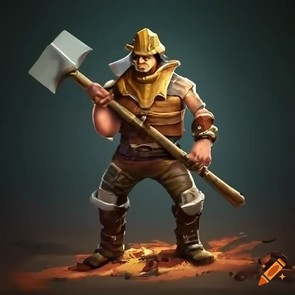 Miner pickax fantasy shovel digging on Craiyon