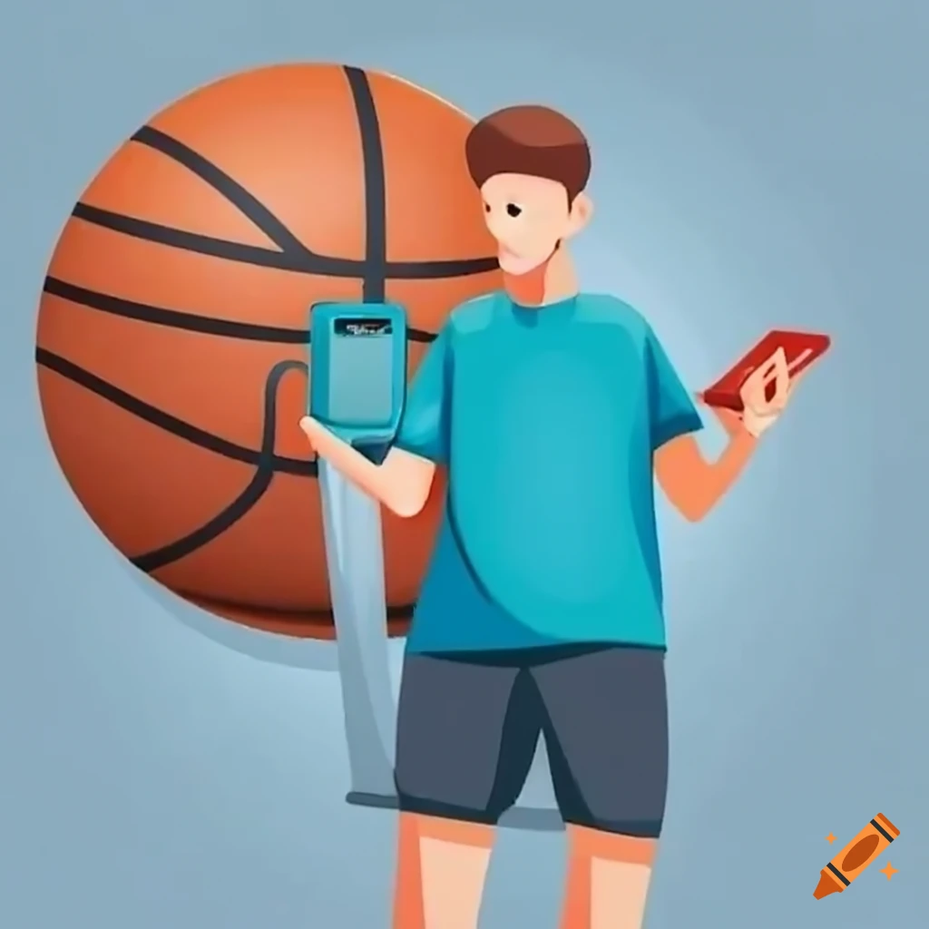 Person using phone to learn basketball skills and techniques on Craiyon