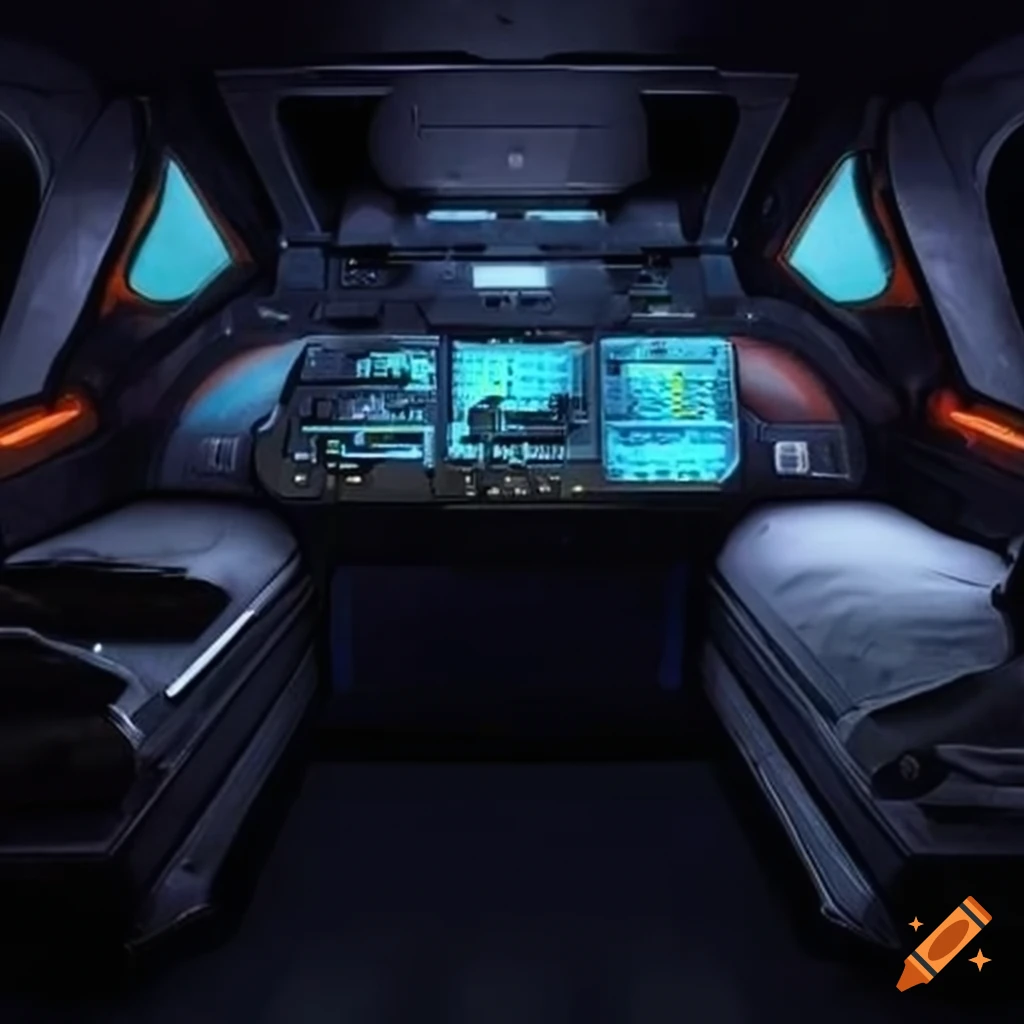 Under the bed covers is a cozy spaceship cockpit on Craiyon