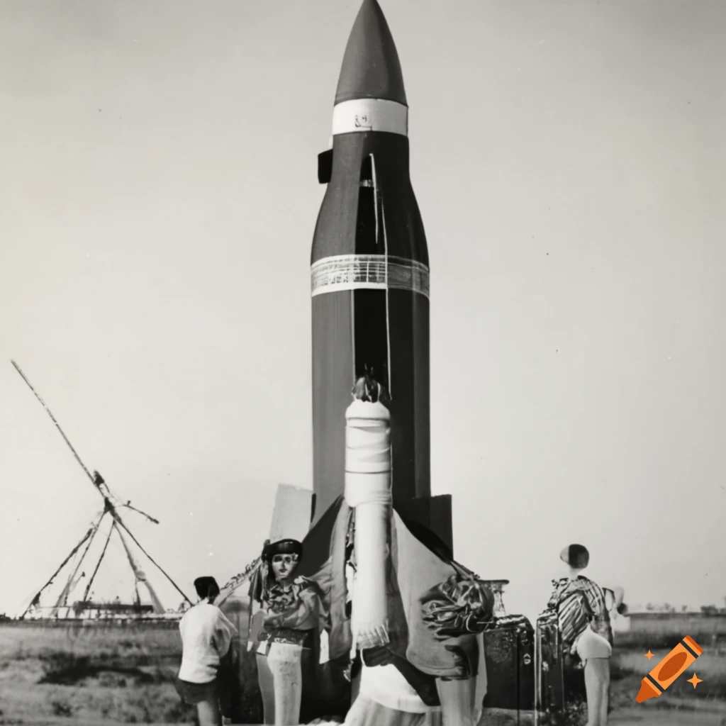 1950s photo of a rocket launching