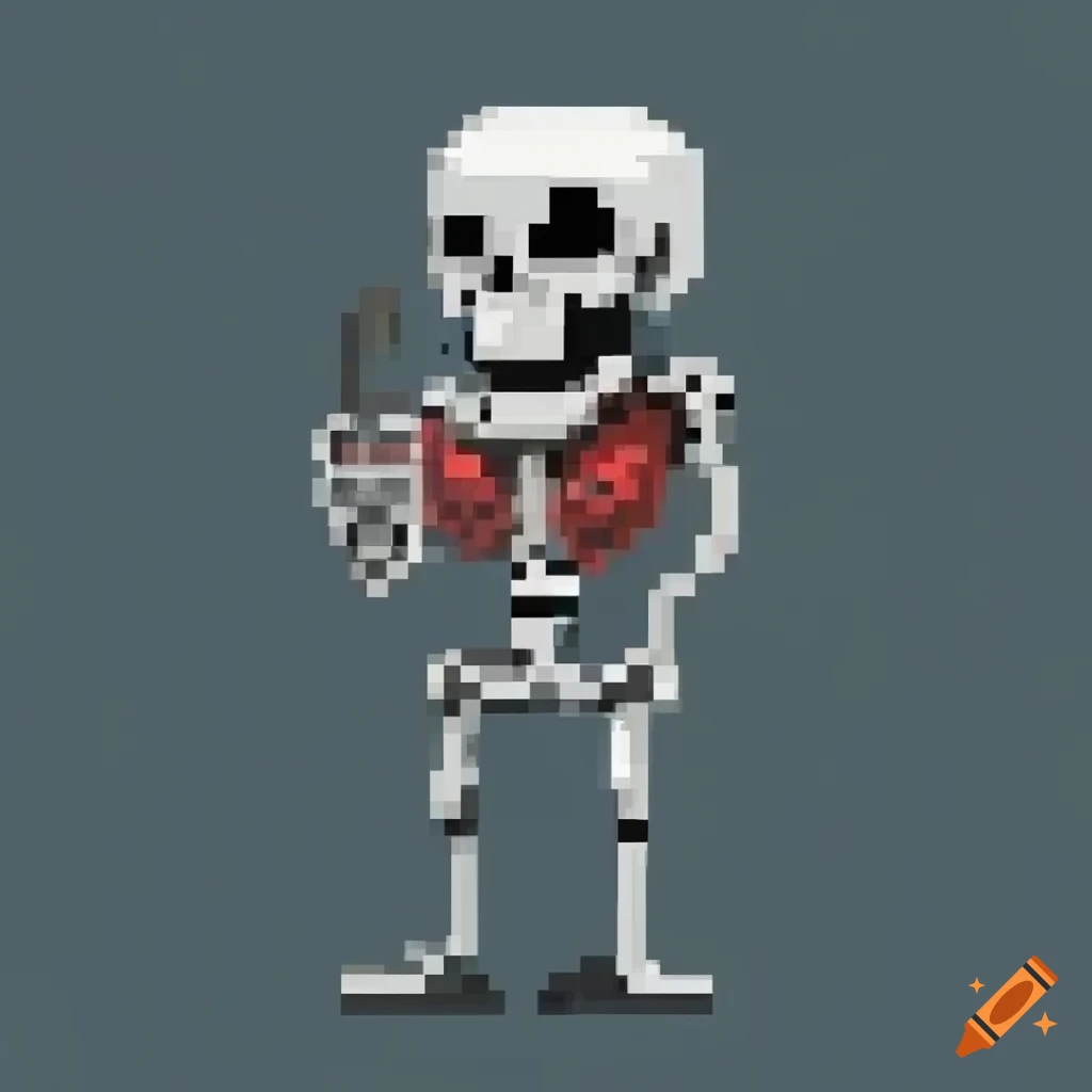 A pixelated skeleton from the game undertale on Craiyon