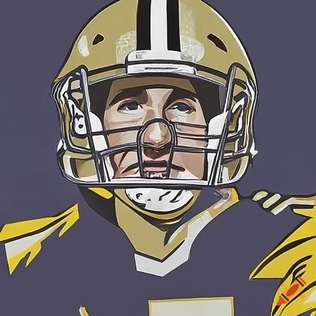 Nfl player drew brees, roy lichtenstein art style