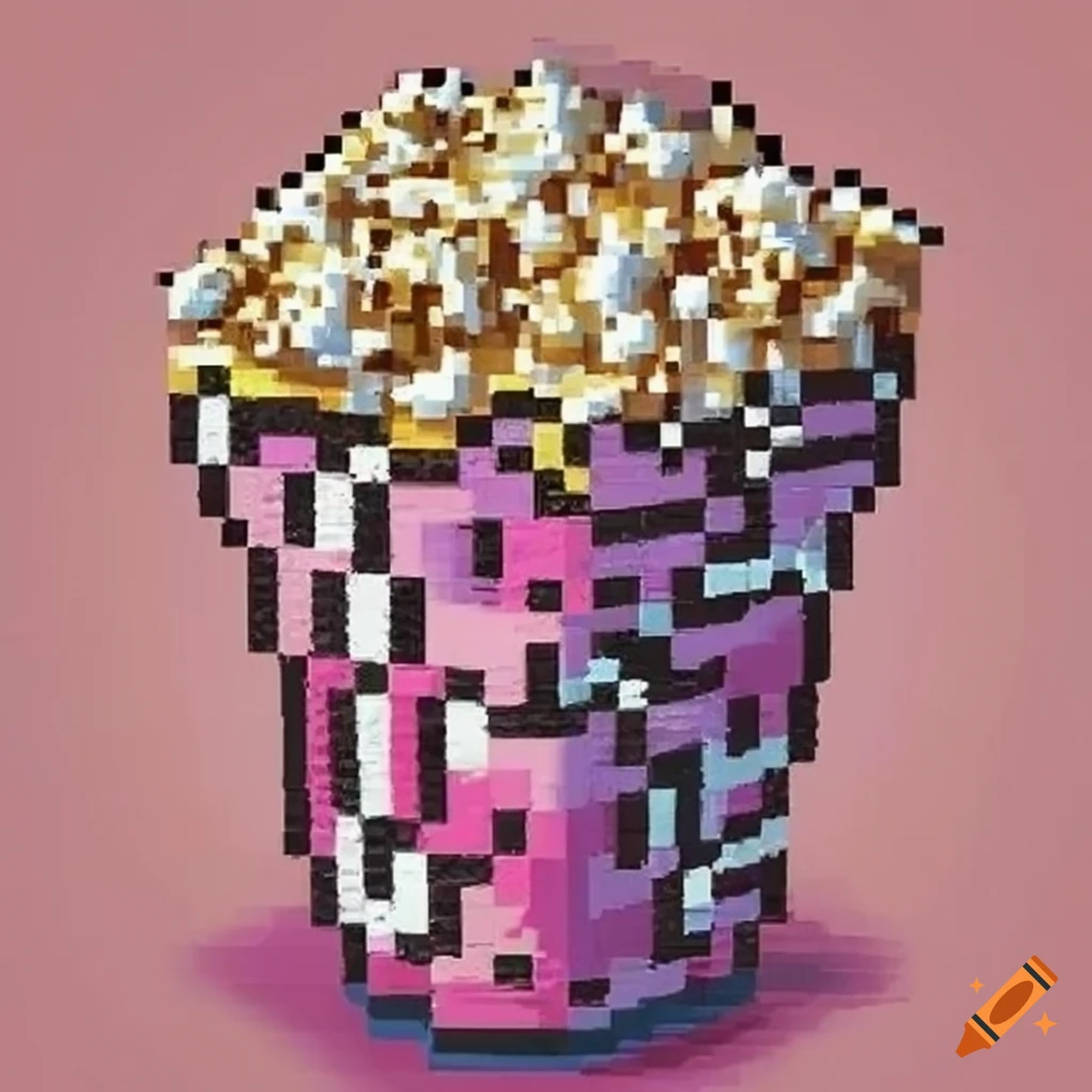 8 bit pixelated popcorn on Craiyon