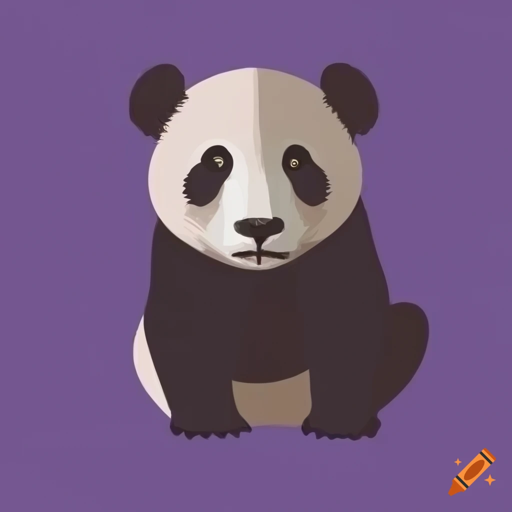 Elegant realistic minimalist panda purple background