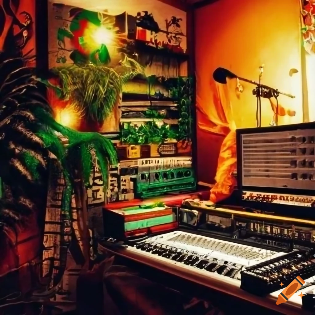 Recording studio for acoustic roots reggae music, all decorated with ...