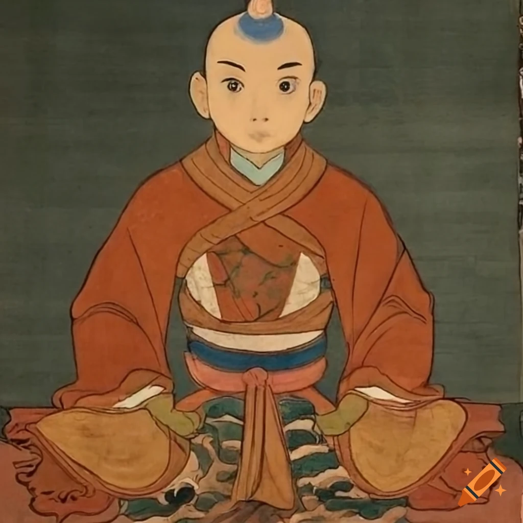 Aang from avatar: the last airbender, in the style of 16th century ming ...