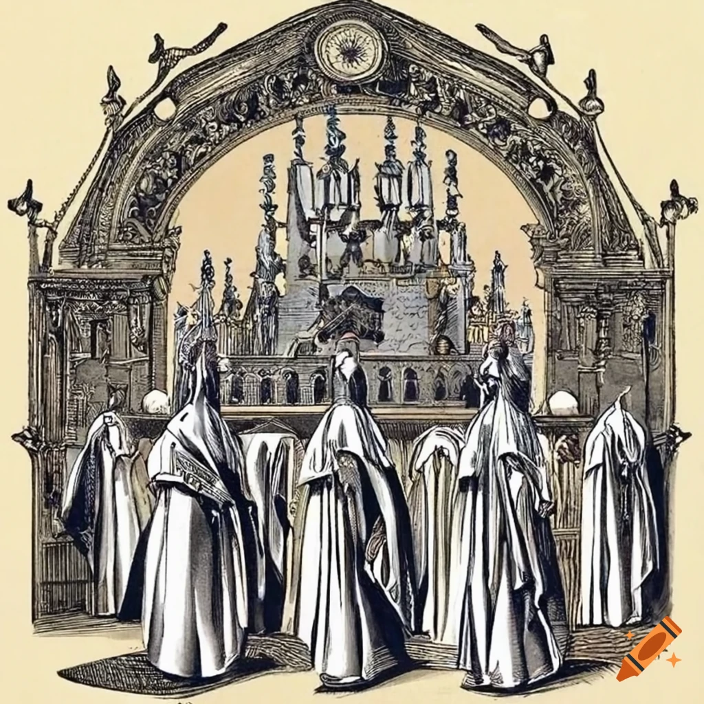 Semana santa procession with palanquin, engraving style on Craiyon