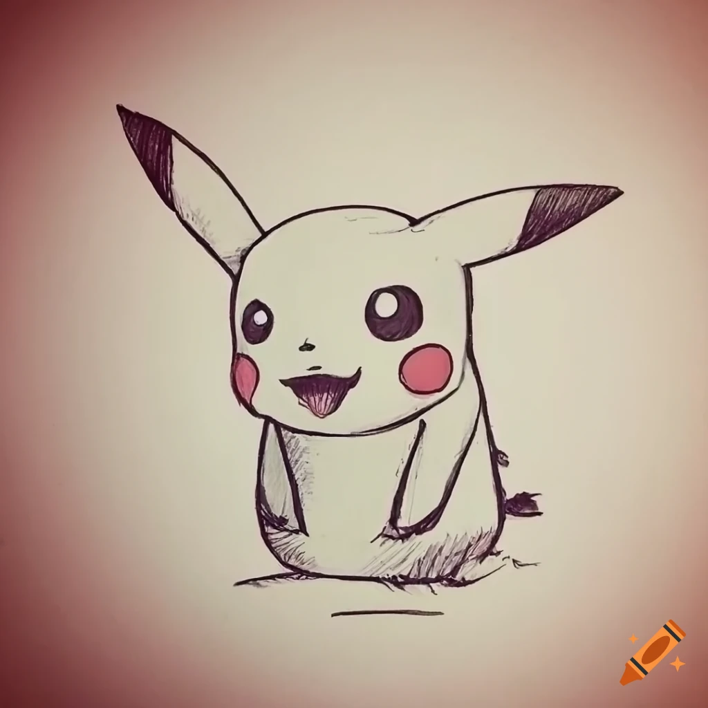 Pikachu in forest sketch on Craiyon