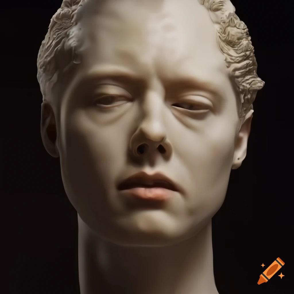 Iperrealistic sculpture of James Spader's youthful face, inspired by ...