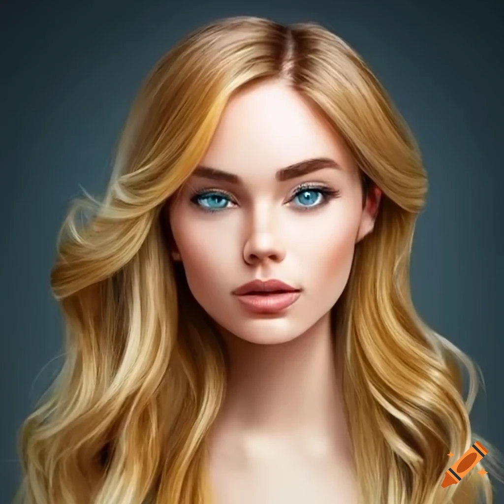 Beautiful Young Woman Shoulder Length Honey Blonde Hair
