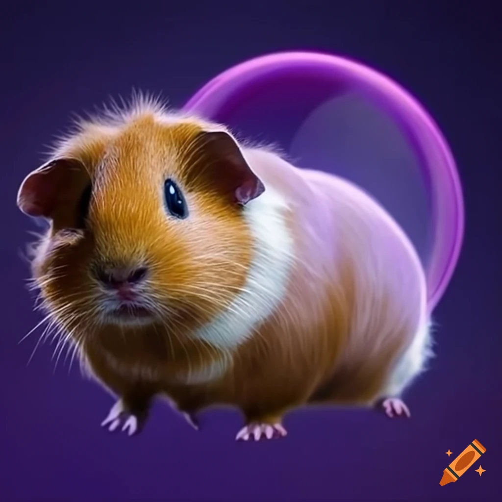 A guinea pig with angel wings levitating and dream bubble