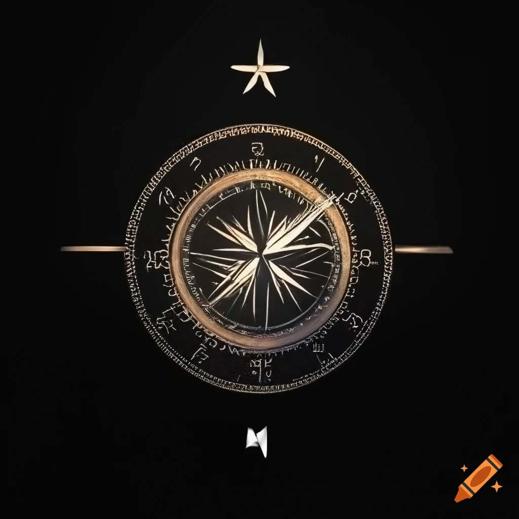 A compass white in a black background